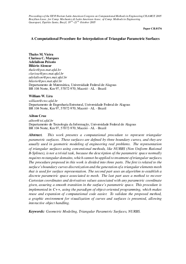 (PDF) A Computational Procedure for Interpolation of Triangular Parametric Surfaces
