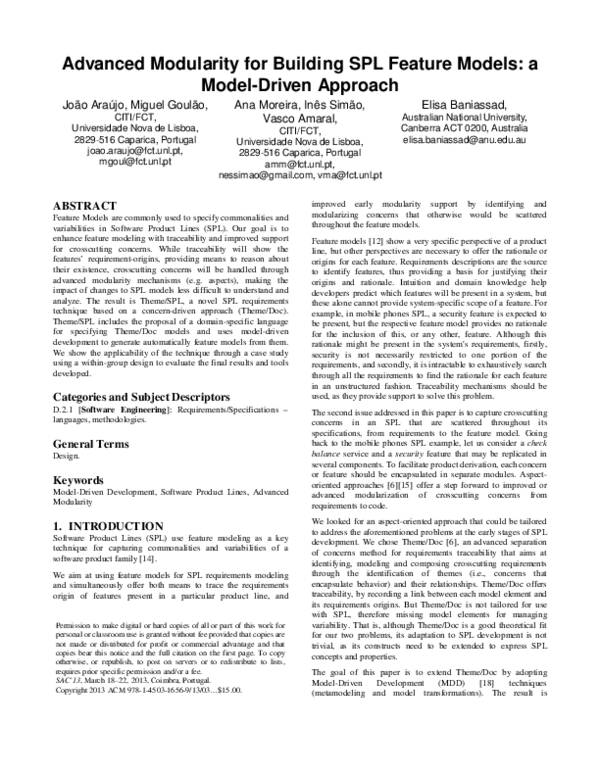 (PDF) Advanced Modularity for Building SPL Feature Models: a Model-Driven Approach