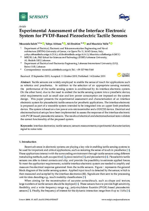 (PDF) Experimental Assessment of the Interface Electronic System for ...