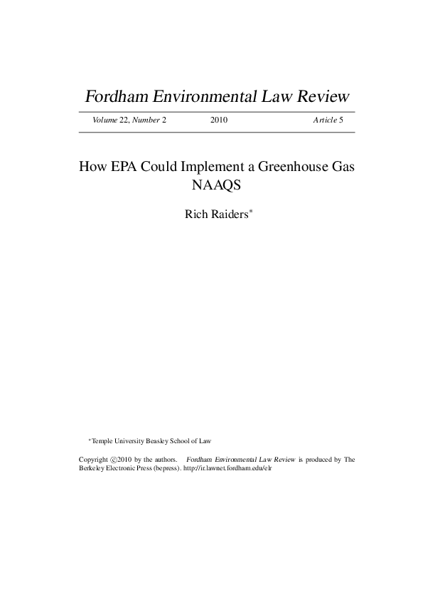 (PDF) How EPA Could Implement a Greenhouse Gas NAAQS