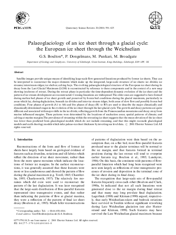 (PDF) Palaeoglaciology of an ice sheet through a glacial cycle:-the ...