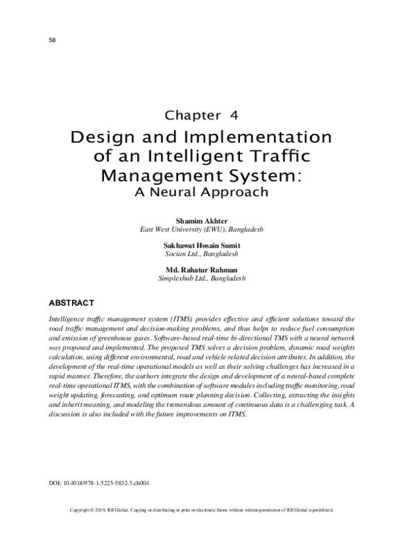 (PDF) Design and implementation of intelligent traffic system based on ...