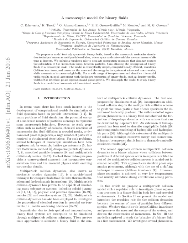 (PDF) Mesoscopic model for binary fluids
