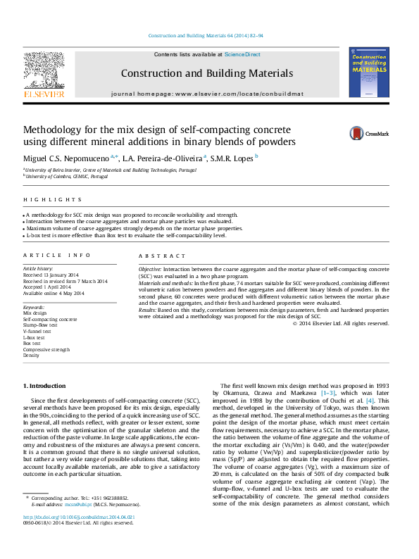 (PDF) Methodology for the mix design of self-compacting concrete using ...