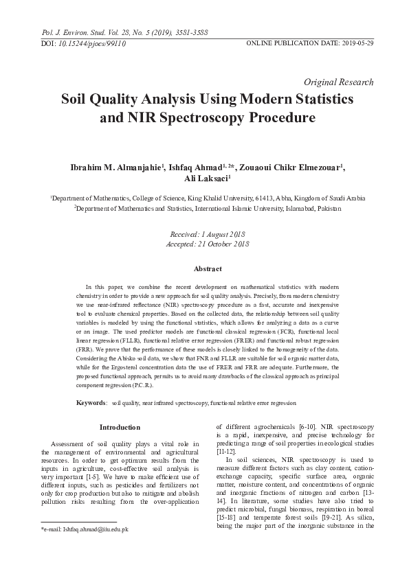 (PDF) Soil Quality Analysis Using Modern Statistics and NIR ...