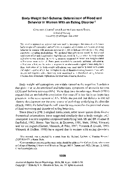 (PDF) Body-Weight Self-Schema: Determinant of Mood and Behavior in ...