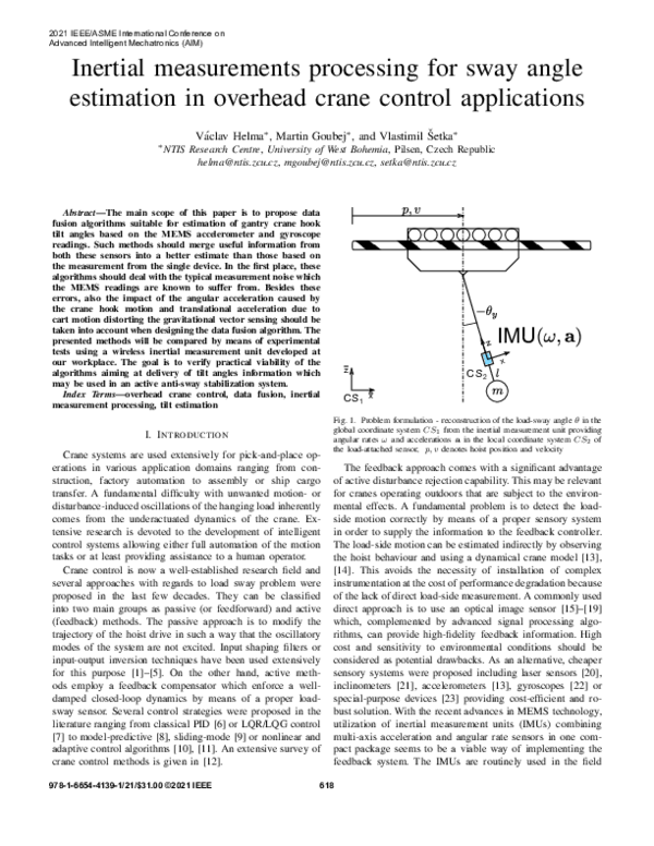 (PDF) Inertial measurements processing for sway angle estimation in ...