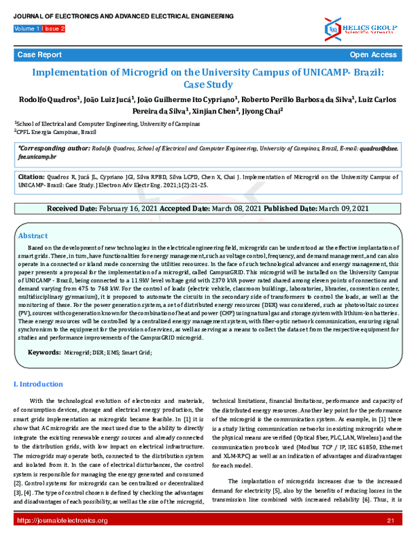 (PDF) Implementation of Microgrid on the University Campus of UNICAMP ...