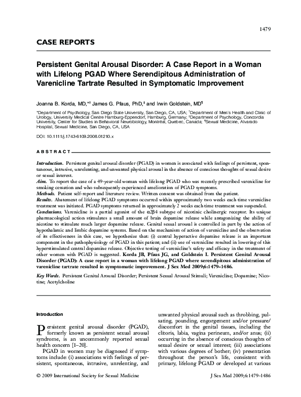 (PDF) Persistent Genital Arousal Disorder: A Case Report in a Woman ...