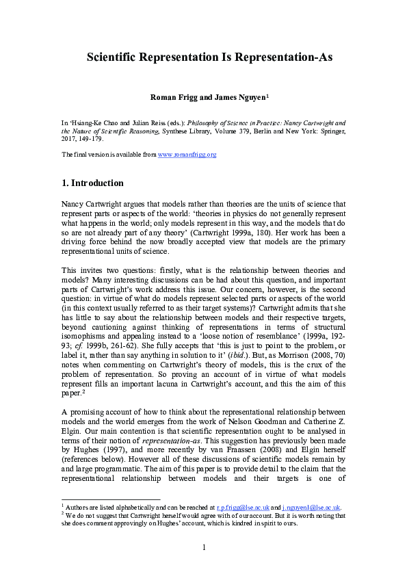 (PDF) Scientific Representation Is Representation-As