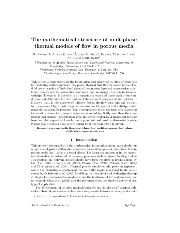 (PDF) The mathematical structure of multiphase thermal models of flow in porous media