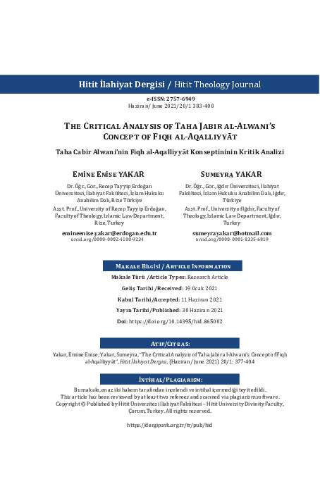 (PDF) The Critical Analysis of Taha Jabir Al-Alwani's Concept of Fiqh ...