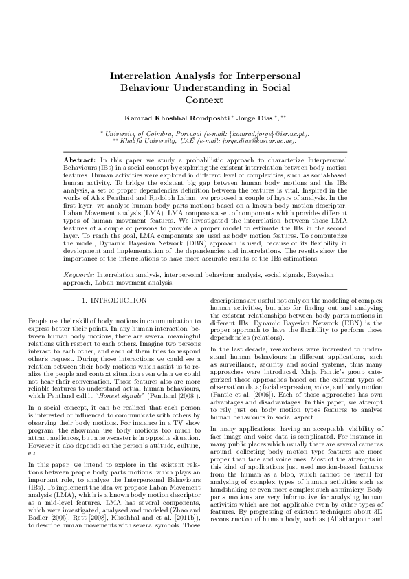 (PDF) Interrelation Analysis for Interpersonal Behaviour Understanding ...