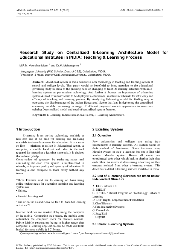 (PDF) Study on Centralized E-Learning Architecture Model for ...