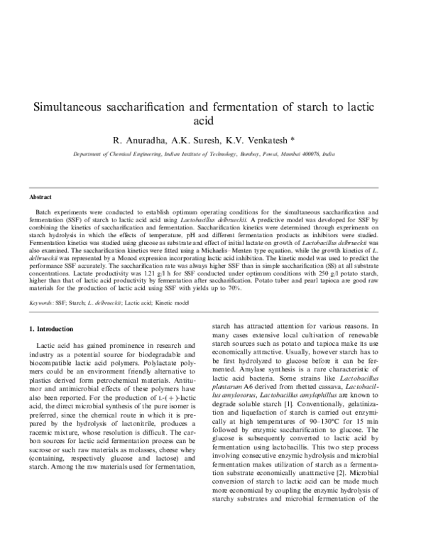(PDF) Simultaneous saccharification and fermentation of several ...