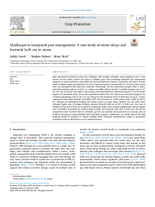 (PDF) Challenges in integrated pest management: A case study of onion ...
