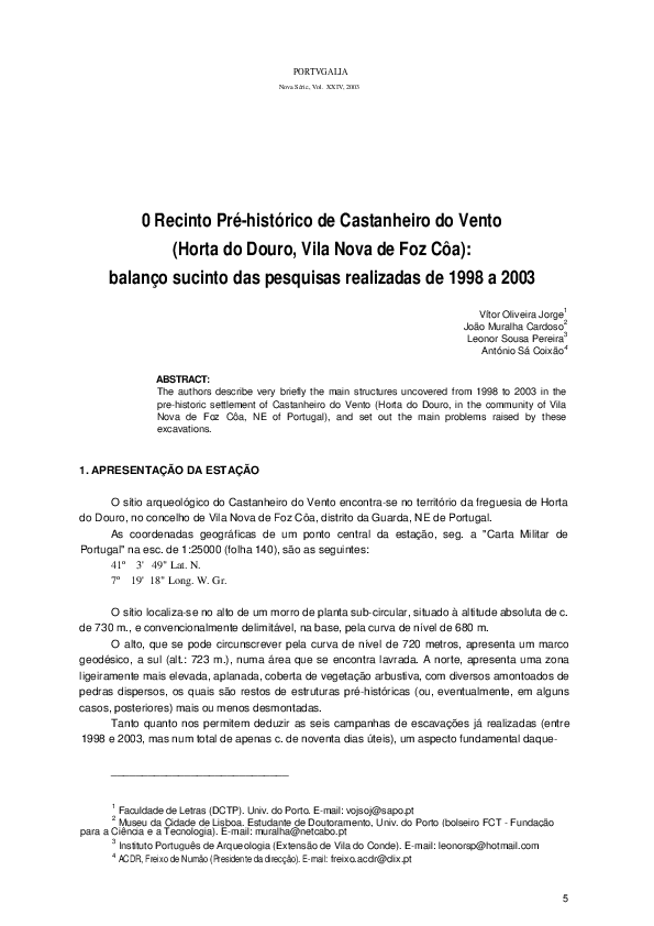 (PDF) O recinto pré-histórico de Castanheiro do Vento (Horta do Douro ...