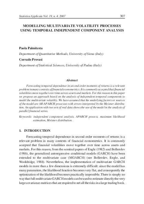 Pdf Modelling Multivariate Volatility Processes Using Temporal Independent Component Analysis