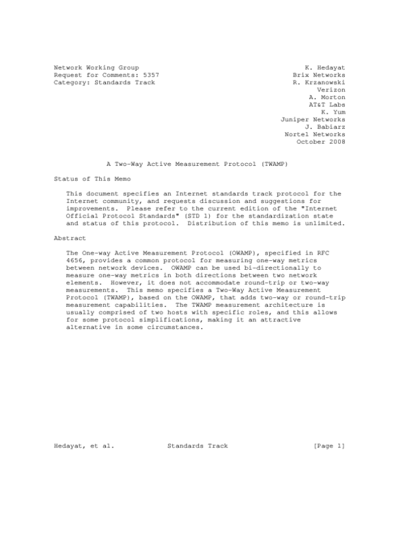 Pdf A Two Way Active Measurement Protocol Twamp