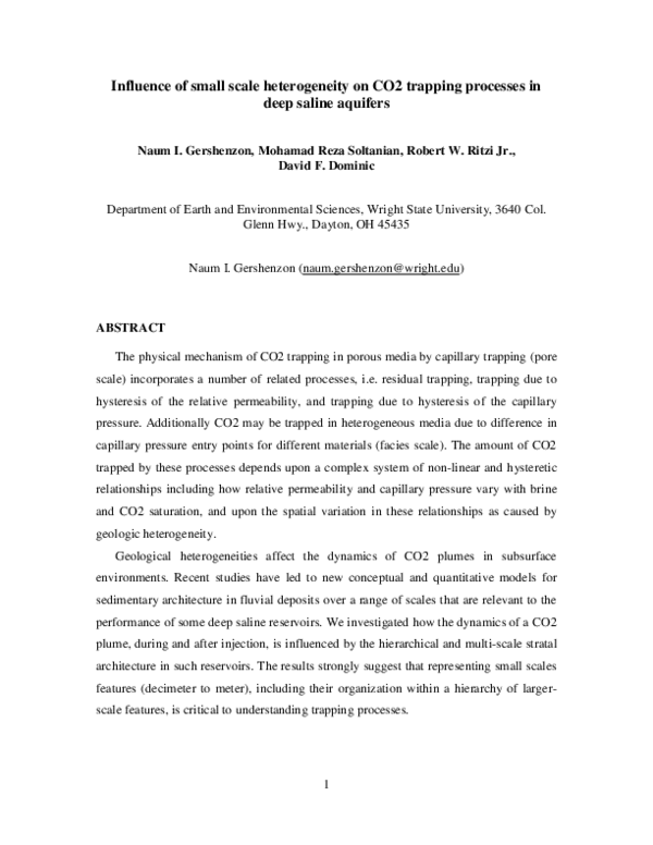 (PDF) Influence of Small Scale Heterogeneity on CO2 Trapping Processes ...