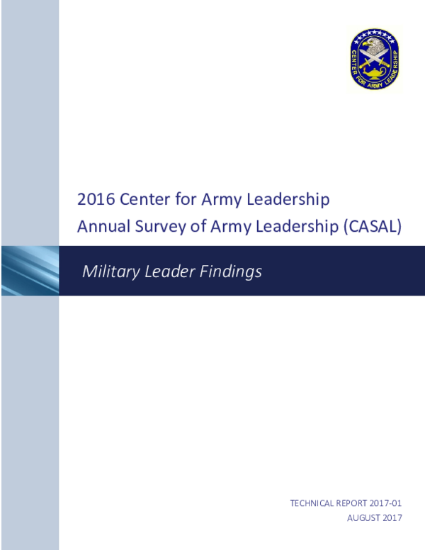 (PDF) 2014 Center for Army Leadership Annual Survey of Army Leadership ...