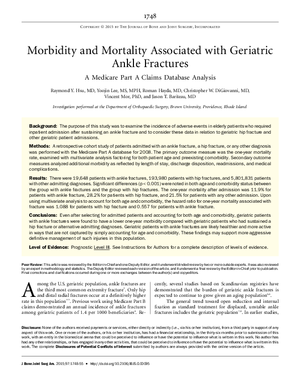 (PDF) Morbidity and Mortality Associated with Geriatric Ankle Fractures ...