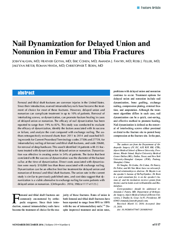 (PDF) Nail Dynamization for Delayed Union and Nonunion in Femur and ...