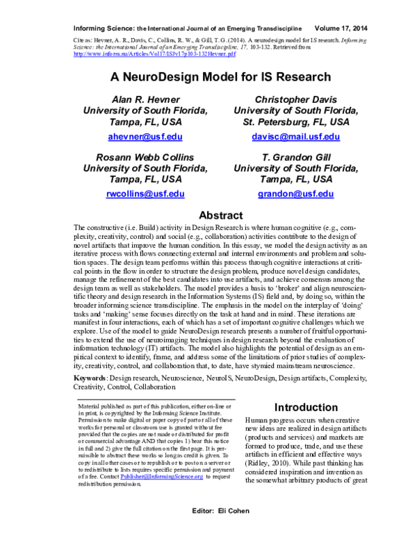 (PDF) A NeuroDesign model for IS research