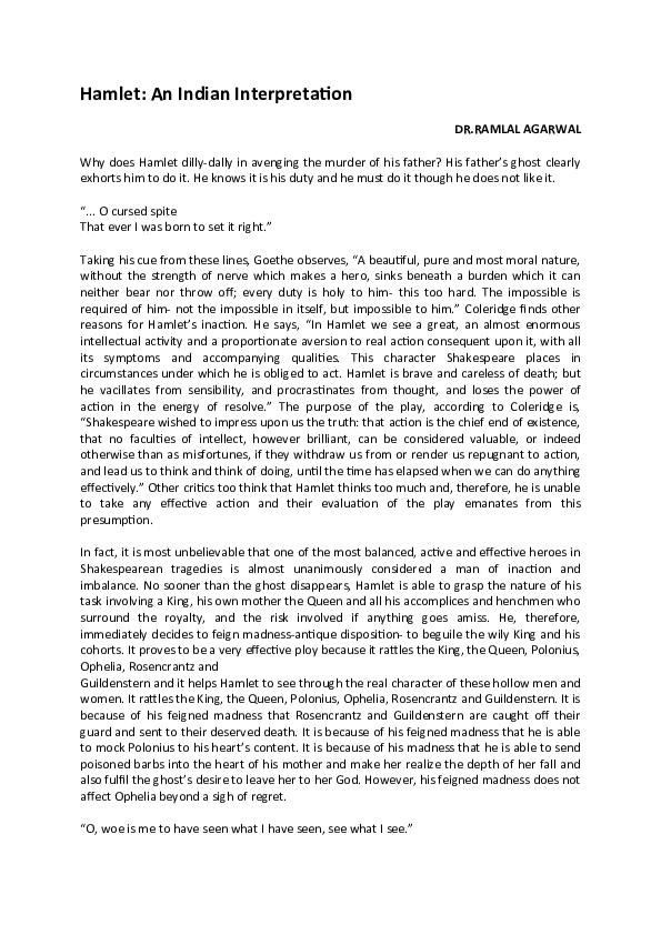 (DOC) Hamlet: An Indian Interpretation
