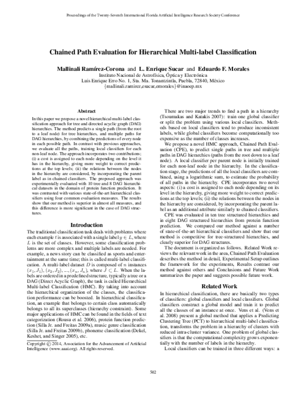 (PDF) Chained Path Evaluation for Hierarchical Multi-Label Classification