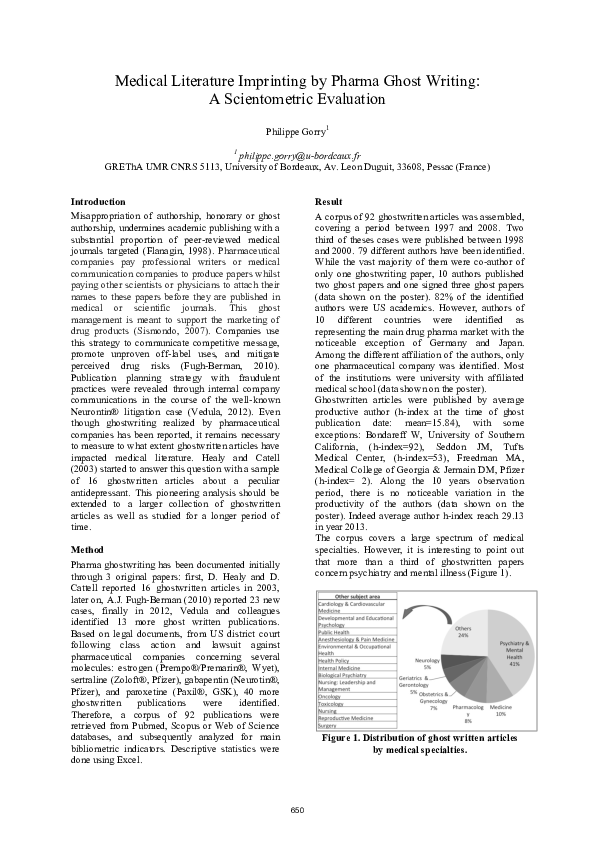 (PDF) Pharma Ghostwriting Impact on Medical Publishing