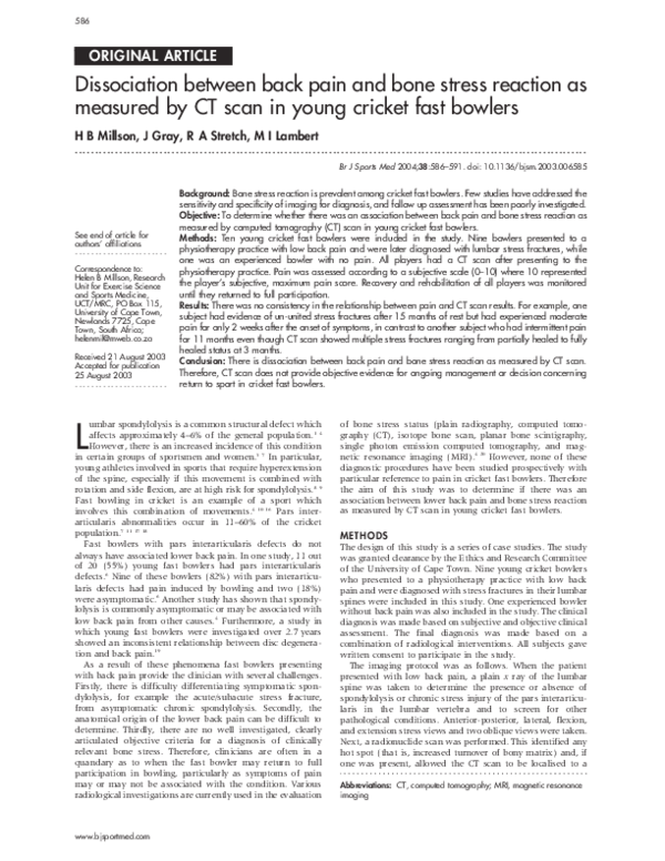 (PDF) Bone stress injuries in the lower back of cricket fast bowlers