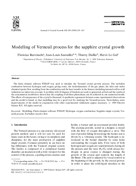 (PDF) Modelling of Verneuil process for the sapphire crystal growth