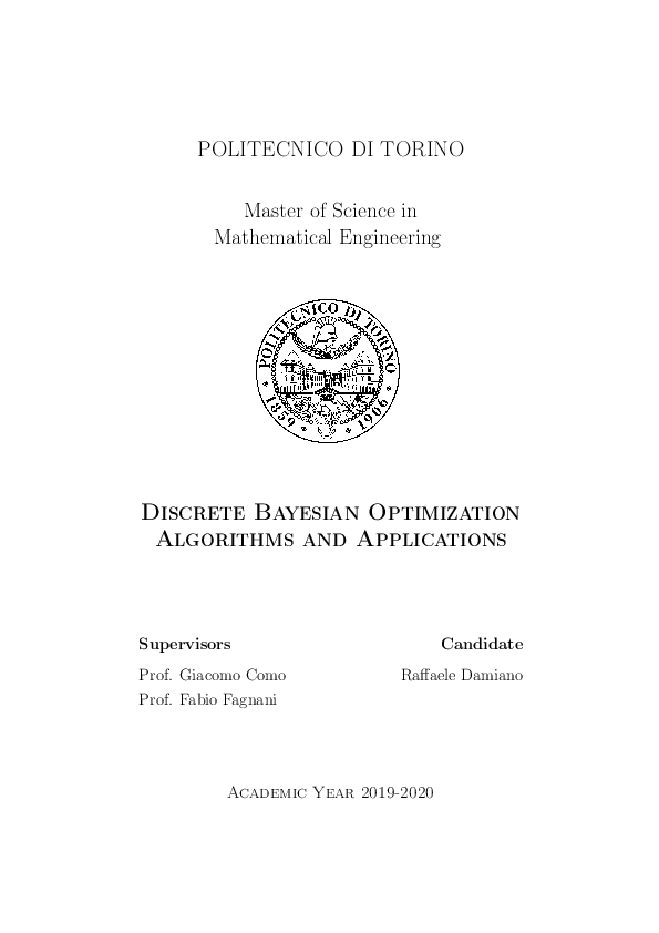 Pdf Discrete Bayesian Optimization Algorithms And Applications