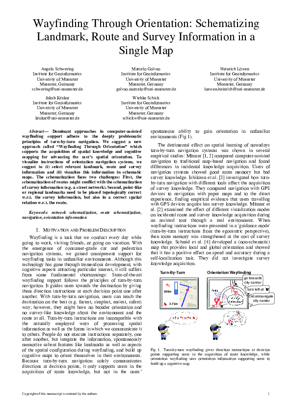 (PDF) Wayfinding Through Orientation : Schematizing Landmark , Route and Survey Information in a ...
