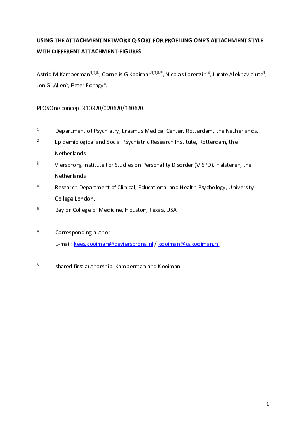 (PDF) Using the attachment network Q-sort for profiling one’s ...
