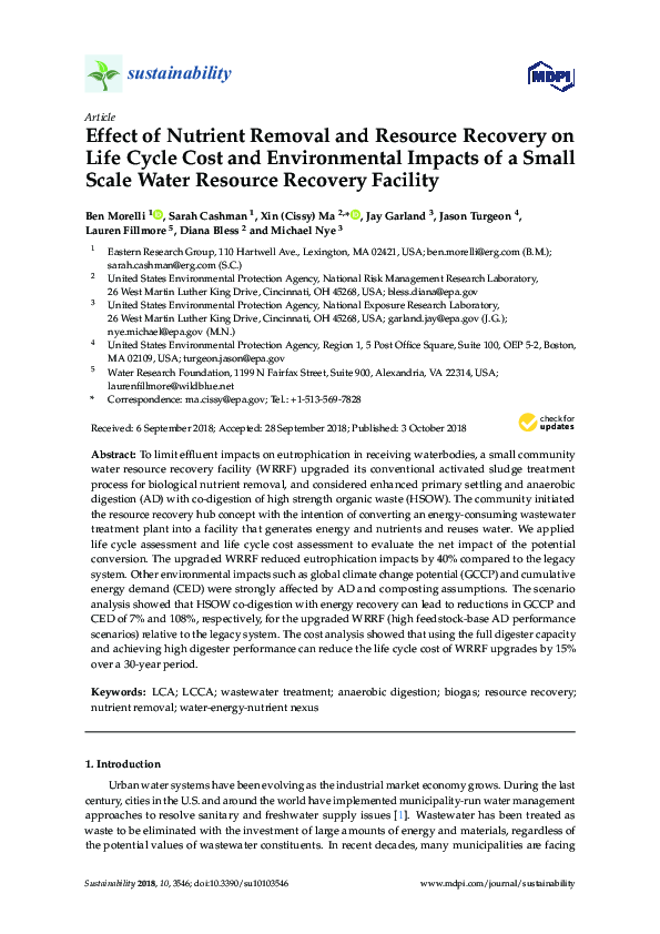 (PDF) Effect of Nutrient Removal and Resource Recovery on Life Cycle ...