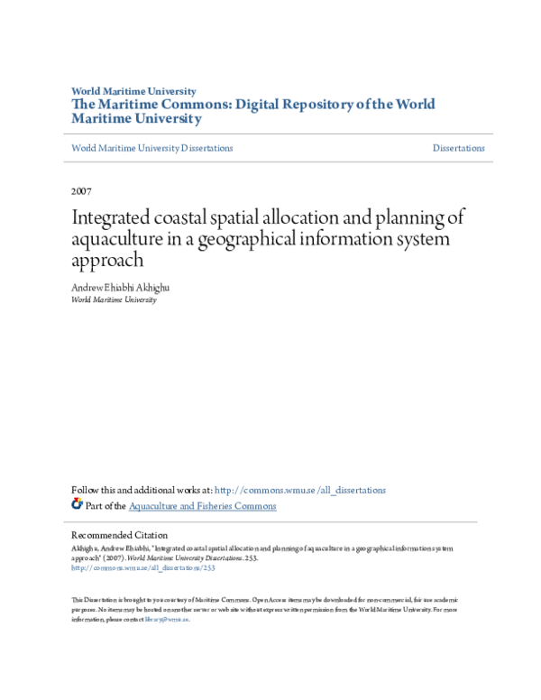 (PDF) Integrated coastal spatial allocation and planning of aquaculture ...