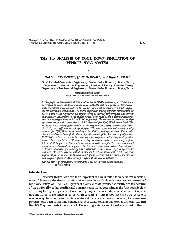(PDF) 1D analysis of cool down simulation of vehicle HVAC system