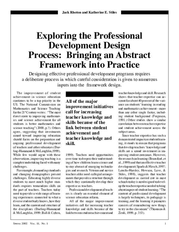 (PDF) Exploring the Professional Development Design Process: Bringing ...