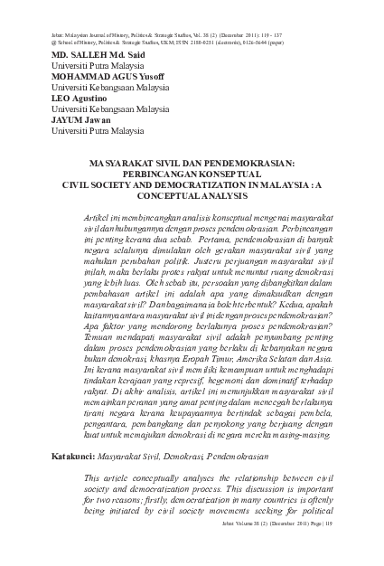 (PDF) Masyarakat sivil dan pendemokrasian: perbincangan konseptual ...