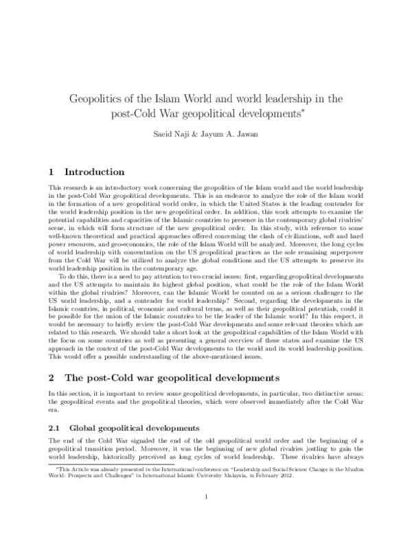 (PDF) Geopolitics of the Islam World and world leadership in the post ...