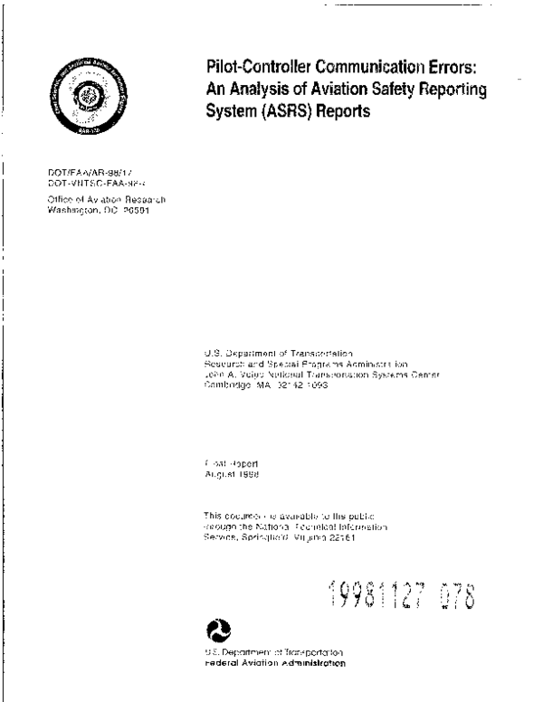 (PDF) Pilot-Controller Communication Errors: An Analysis of Aviation ...