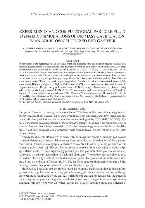Pdf Experiments And Computational Particle Fluid Dynamics Simulations