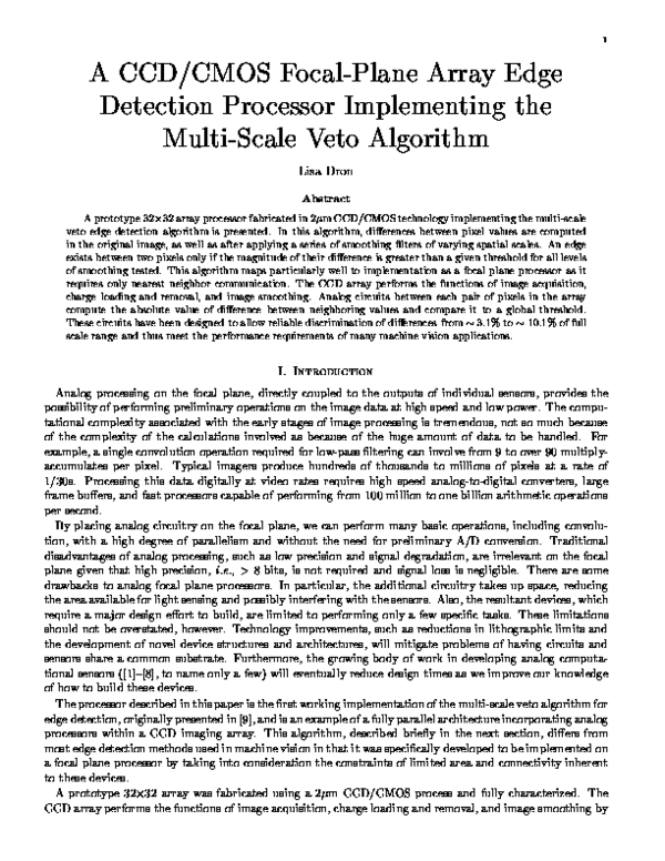 Pdf A Ccdcmos Focal Plane Array Edge Detection Processor Implementing The Multiscale Veto 5046