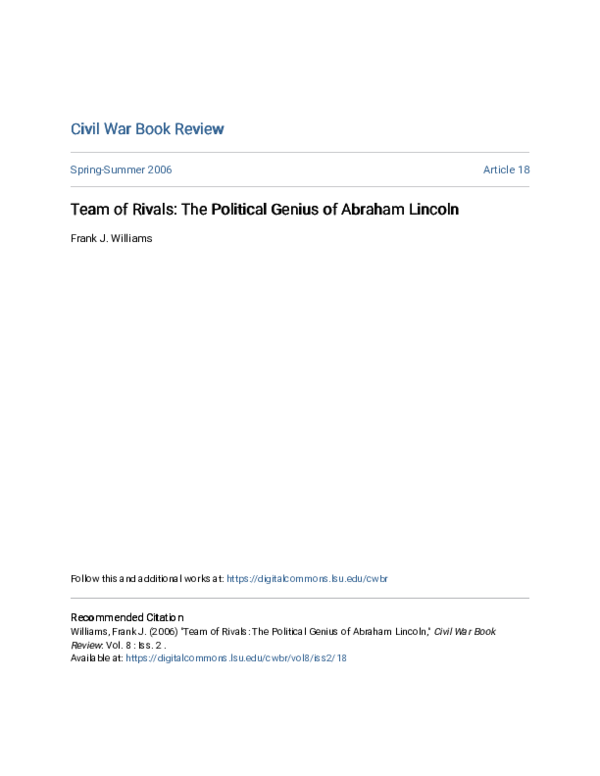 (PDF) Team of rivals: The political genius of Abraham Lincoln