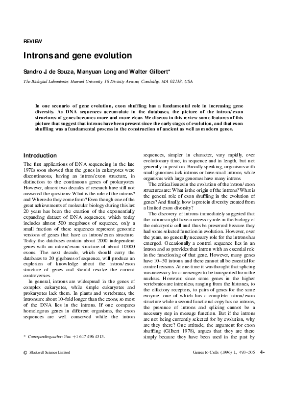 (PDF) Introns and gene evolution