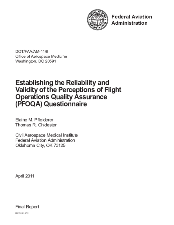 (PDF) Establishing the Reliability and Validity of the Perceptions of Flight Operations Quality ...