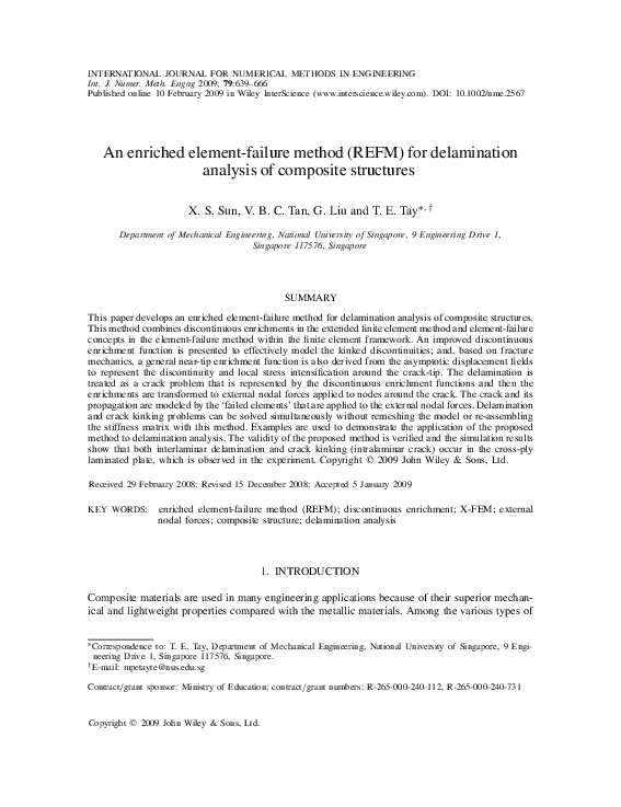 (PDF) An enriched element-failure method (REFM) for delamination analysis of composite structures