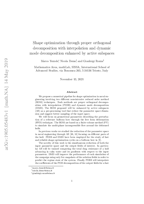 (PDF) Shape optimization through proper orthogonal decomposition with interpolation and dynamic ...